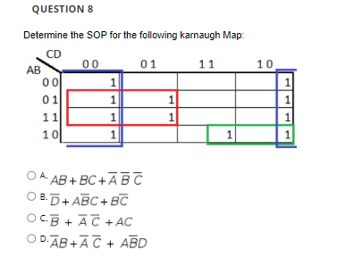 Solved QUESTION 8 Determine the SOP for the following | Chegg.com
