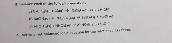 Solved 3. Balance each of the following equations a) | Chegg.com