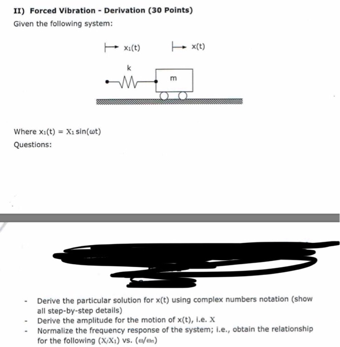 Solved II) Forced Vibration Derivation (30 Points) Given the | Chegg.com