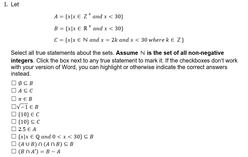 Solved LetA={x|xinZ+and x