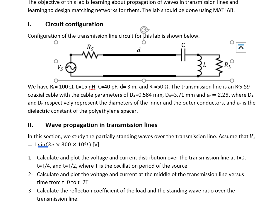 Chegg Matlab-based Electromagnetic Transmission Lines Bounce