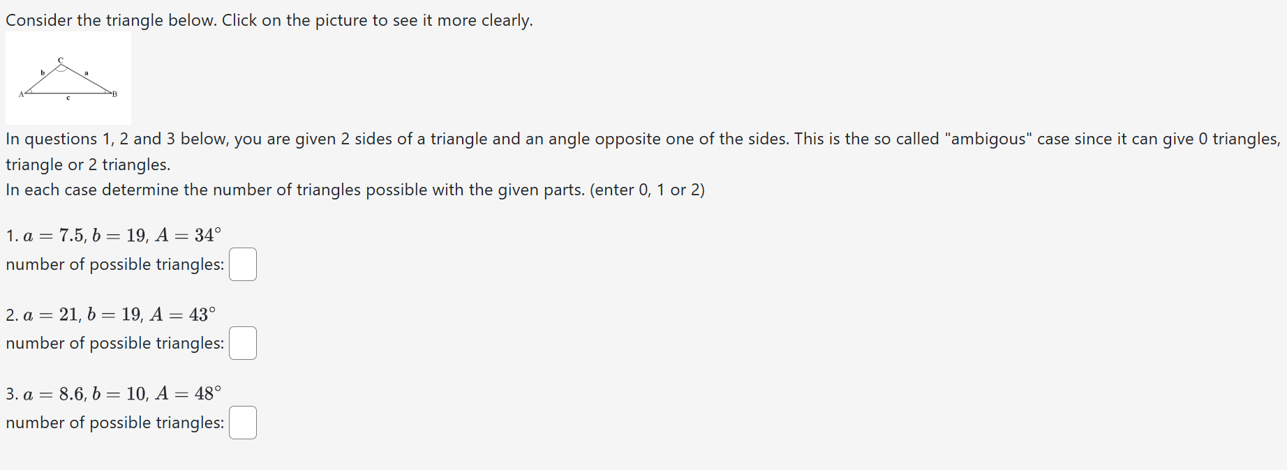 Solved Consider the triangle below. Click on ﻿the picture to | Chegg.com