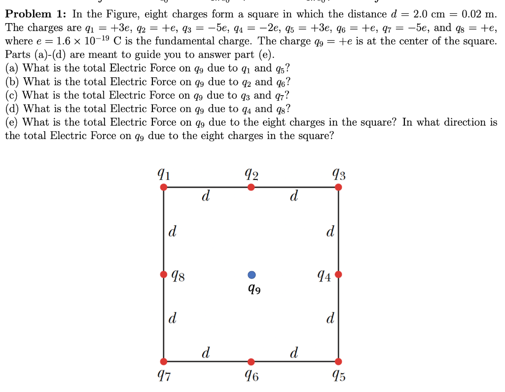 Solved Problem 1: In the Figure, eight charges form a square | Chegg.com