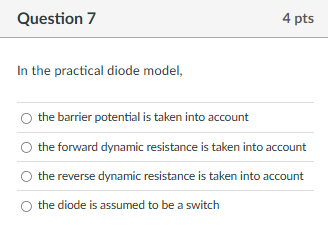Solved Question 7In the practical diode model,the barrier | Chegg.com