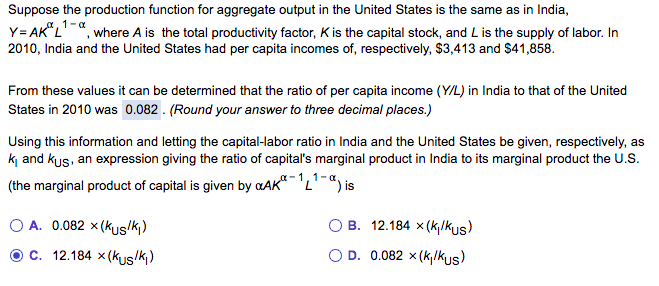 Solved Suppose the production function for aggregate output | Chegg.com
