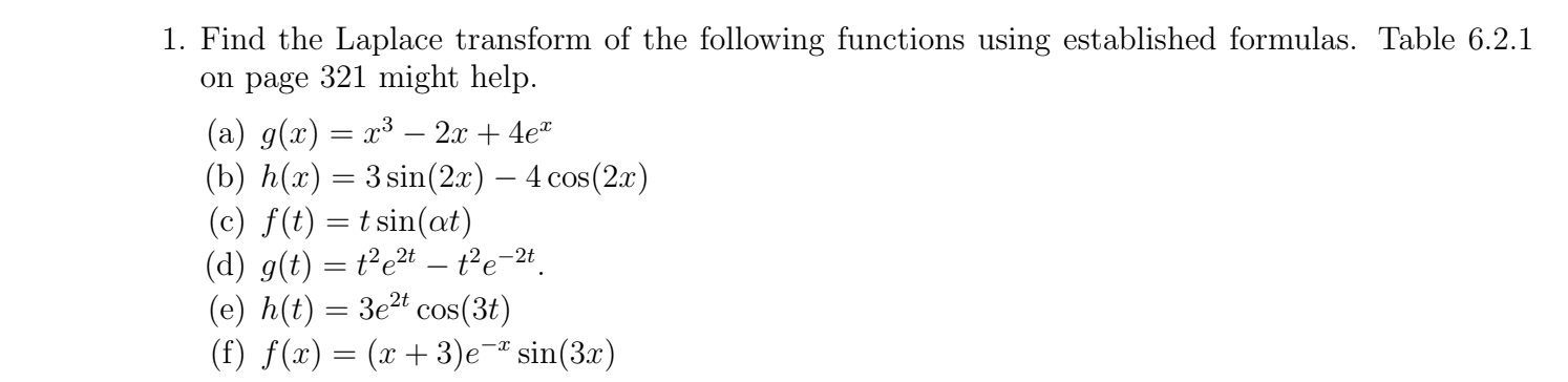Solved 1. Find the Laplace transform of the following | Chegg.com