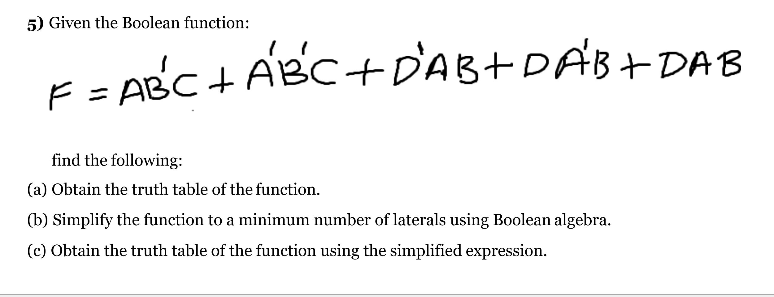 5 Given The Boolean Function