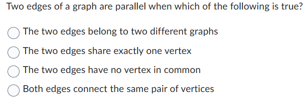 Solved Two edges of a graph are parallel when which of the | Chegg.com