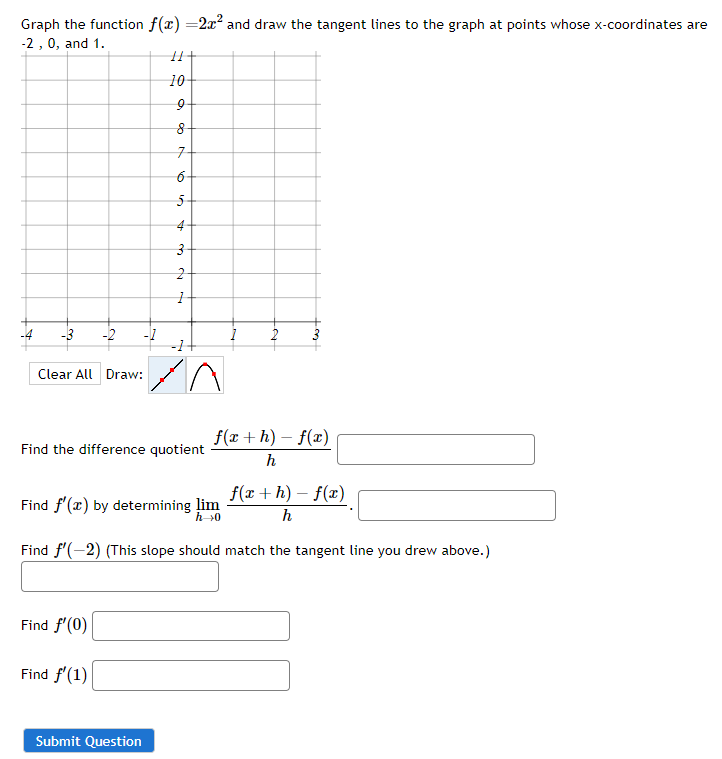 Solved Graph the function f(x)=2x2 and draw the tangent | Chegg.com