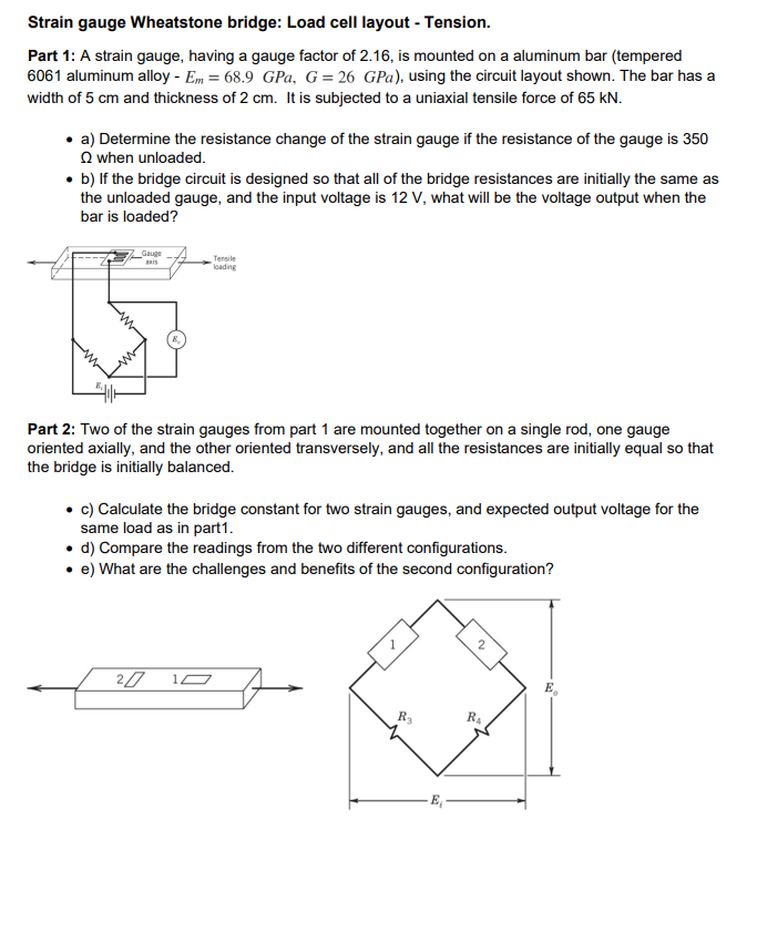 Solved Strain gauge Wheatstone bridge: Load cell layout - | Chegg.com