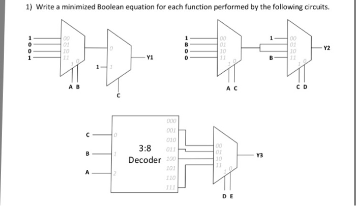 Solved 1 Write A Minimized Boolean Equation For Each