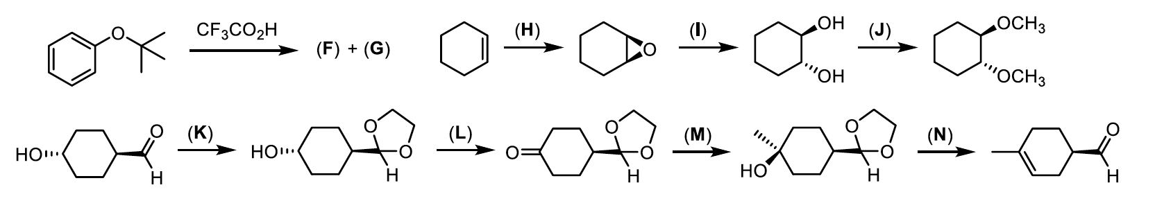 Solved CF3CO2H ОН (Н) OCH3 (F) + (G) "ОН "OCH3 (К) (L) (M) | Chegg.com