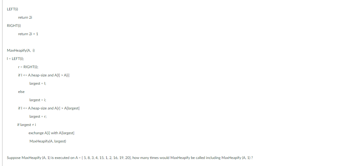 Solved only numeric value answerLEFT(i)return | Chegg.com