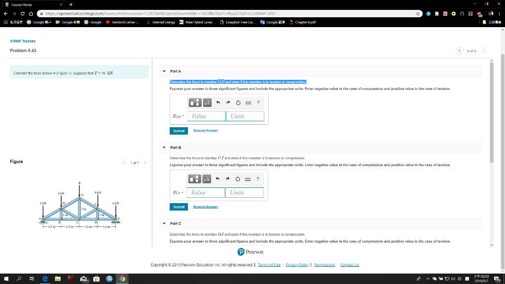 Solved Determine The Force In Member Cd And State If