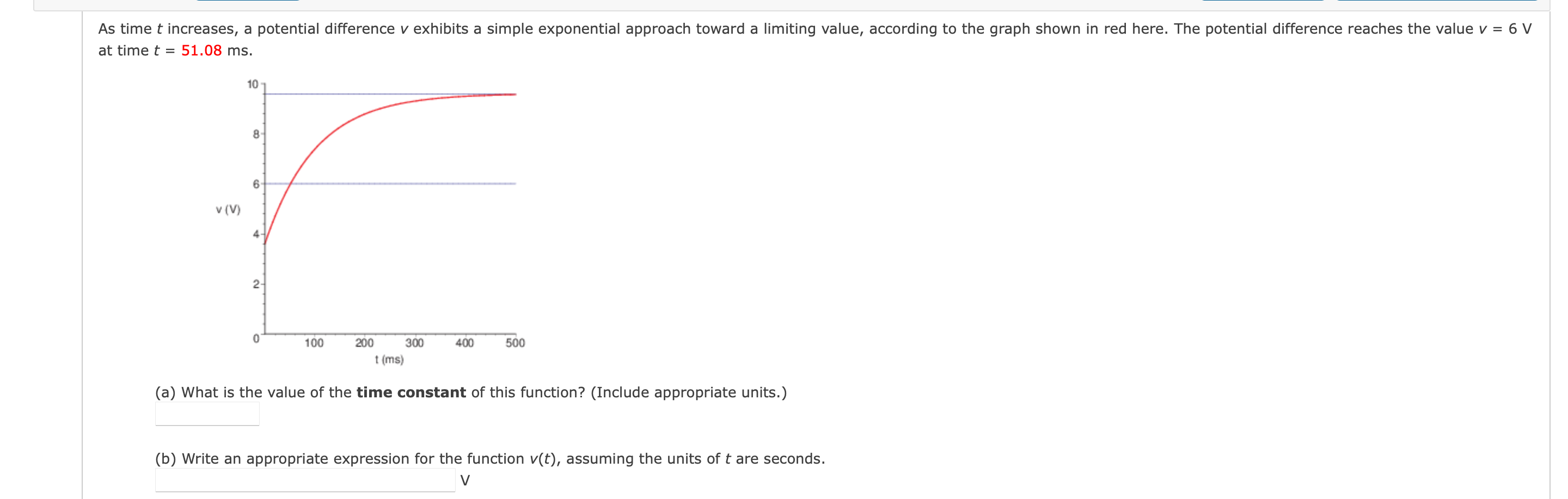 Solved As time t increases, a potential difference v | Chegg.com