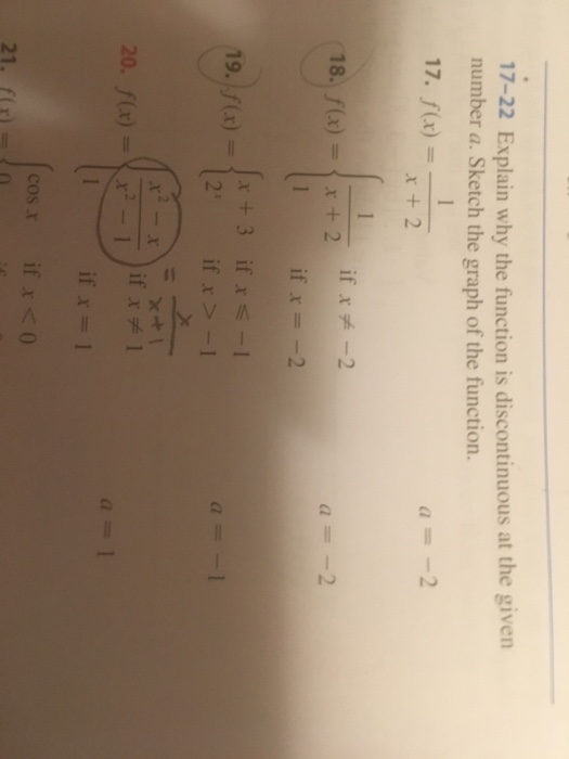 Solved 17-22 Explain why the function is discontinuous at | Chegg.com