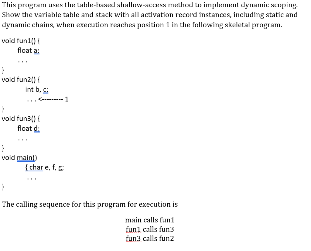 This program uses the table-based shallow-access | Chegg.com