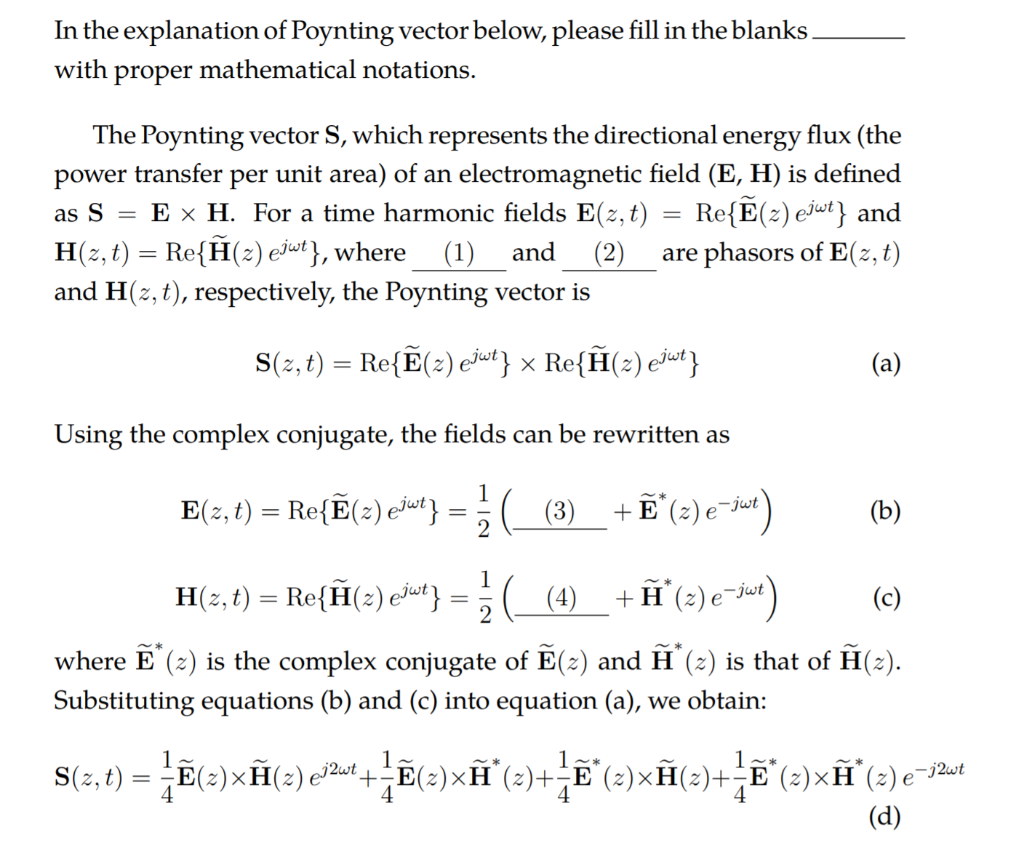 Solved In the explanation of Poynting vector below, please | Chegg.com