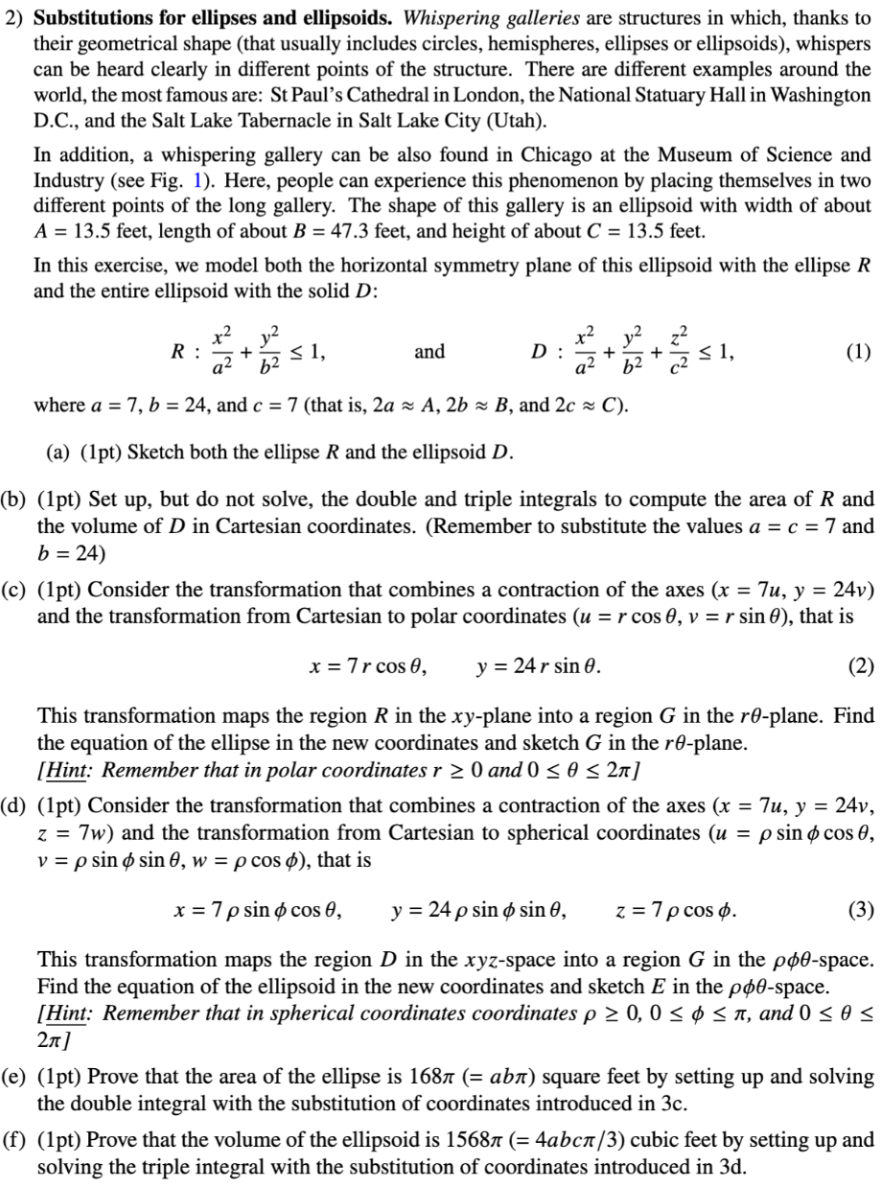 Solved Substitutions for ellipses and ellipsoids. Whispering | Chegg.com