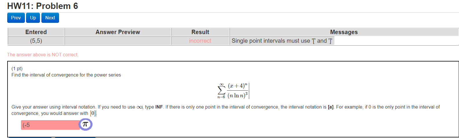 Solved HW11: Problem 6 Prev Up Next Answer Preview Result | Chegg.com
