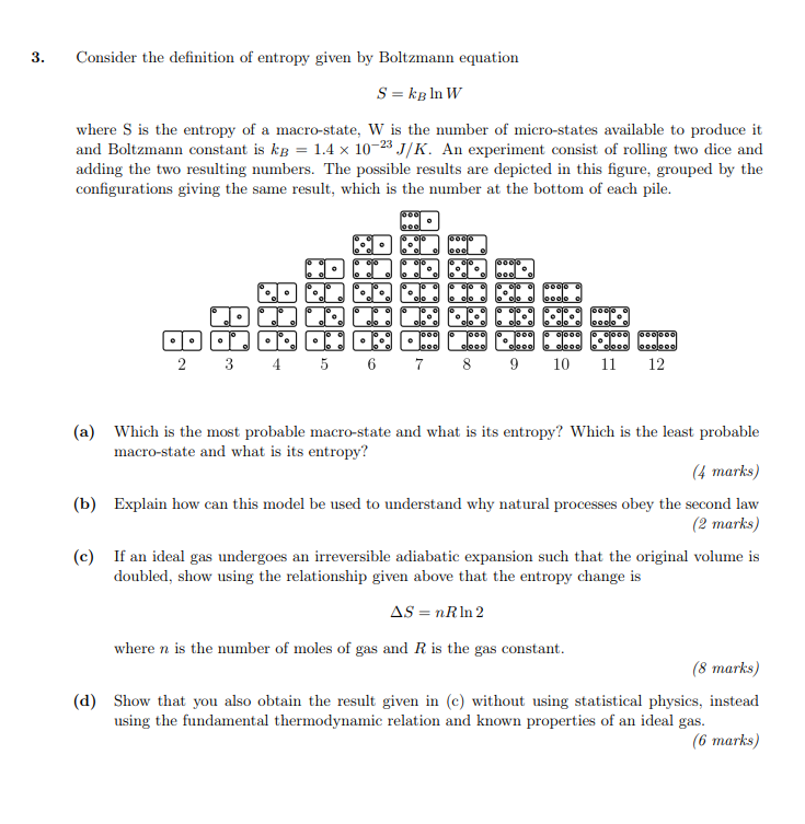Solved 3. Consider the definition of entropy given by | Chegg.com