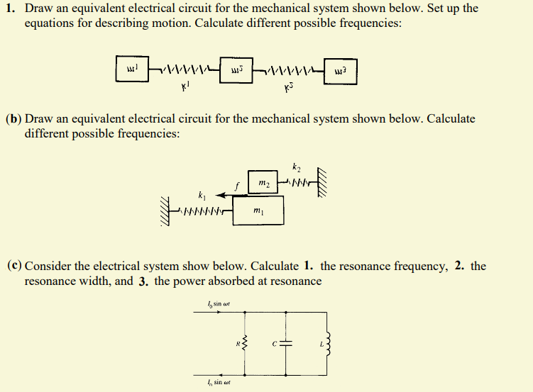 Solved Draw An Equivalent Electrical Circuit For The
