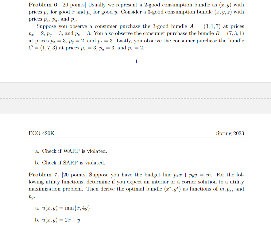 Solved Problem 6. [20 points] Usually we represent a 2 -good | Chegg.com