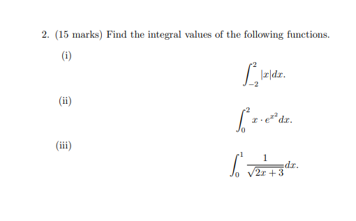 Solved 2. (15 marks) Find the integral values of the | Chegg.com