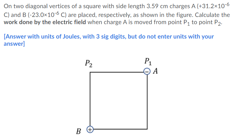 Solved On two diagonal vertices of a square with side length | Chegg.com