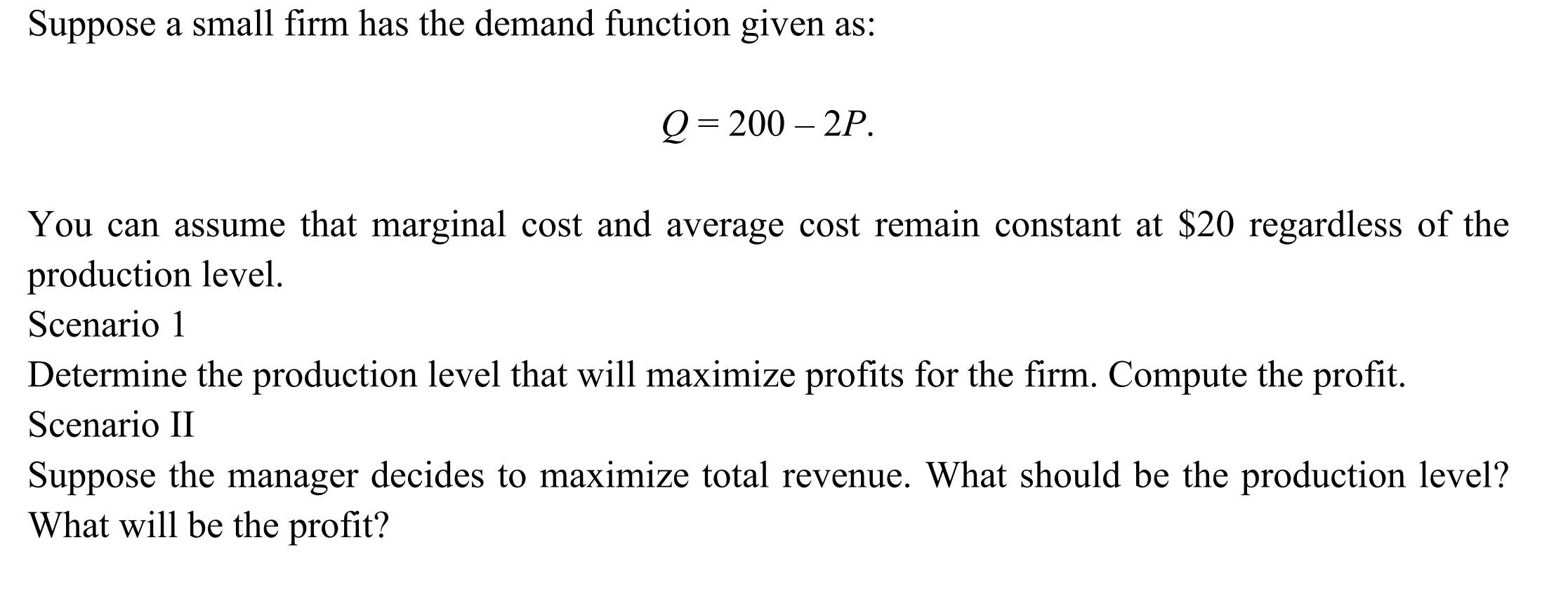 Solved Suppose a small firm has the demand function given | Chegg.com