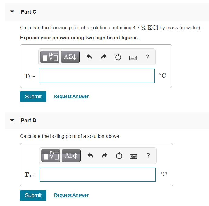Solved Part A Calculate the freezing point of a solution | Chegg.com