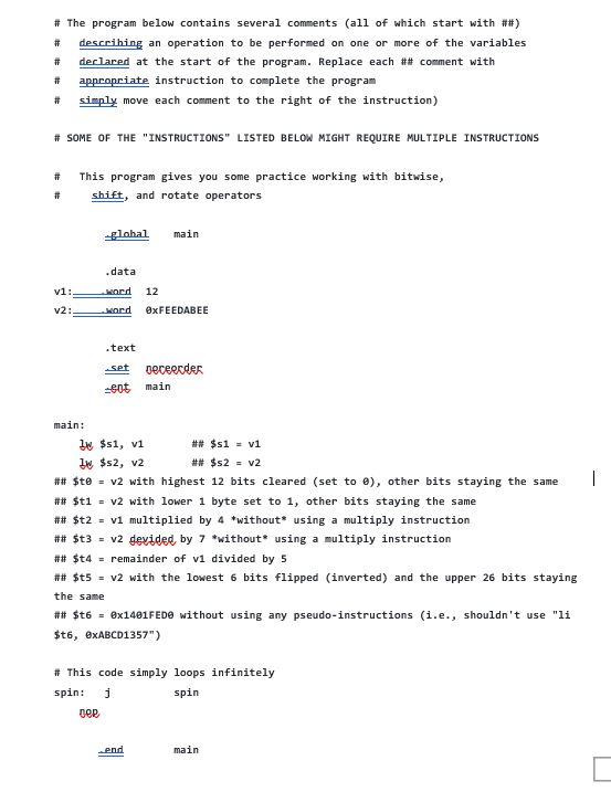 # The program below contains several comments (all of | Chegg.com