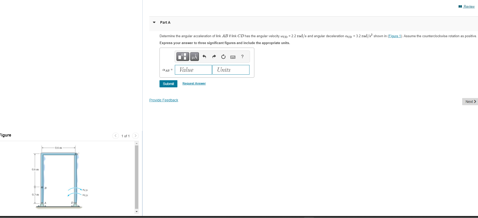 Solved Determine the angular acceleration of link AB if link | Chegg.com
