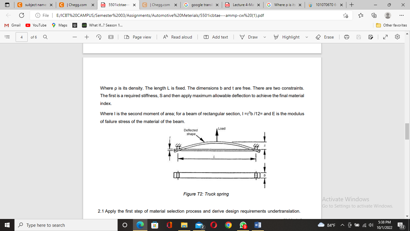 Solved Where ρ is its density. The length L is fixed. The | Chegg.com