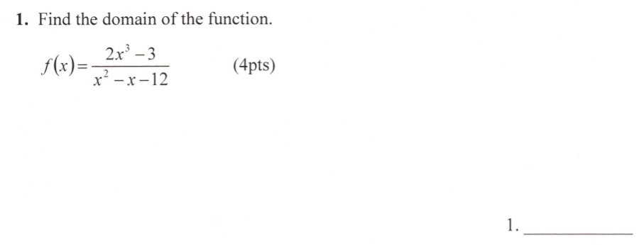 Solved 1 Find The Domain Of The Function F X X2−x−122x3−3