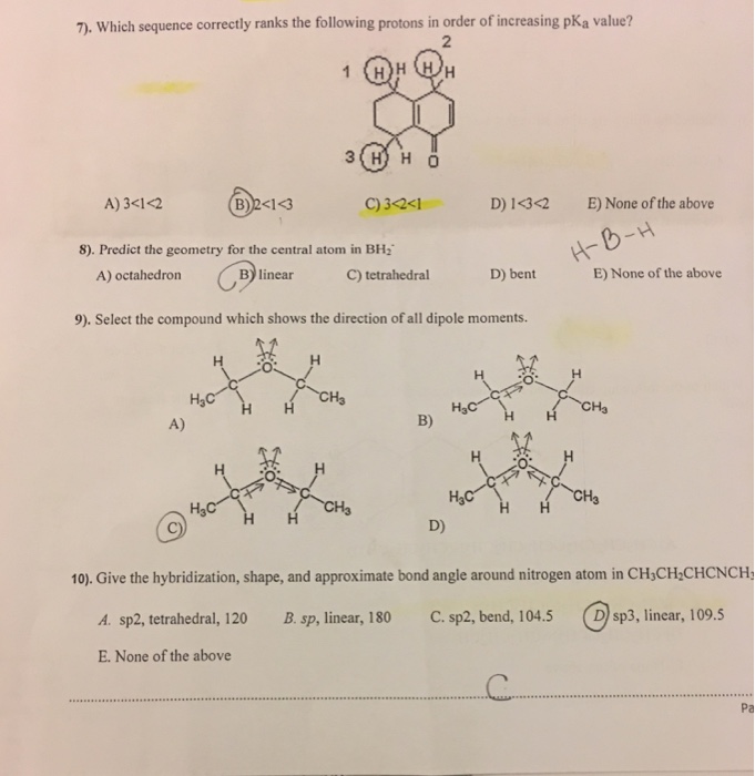 Solved Which sequence correctly ranks the following protons | Chegg.com