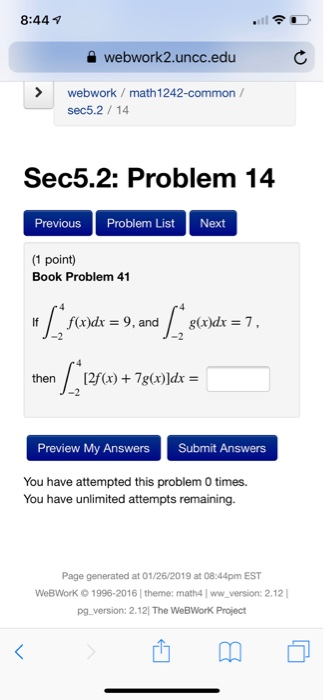 Solved 8:44ア a webwork2.uncc.eduC >webwork math 1242-common/ | Chegg.com