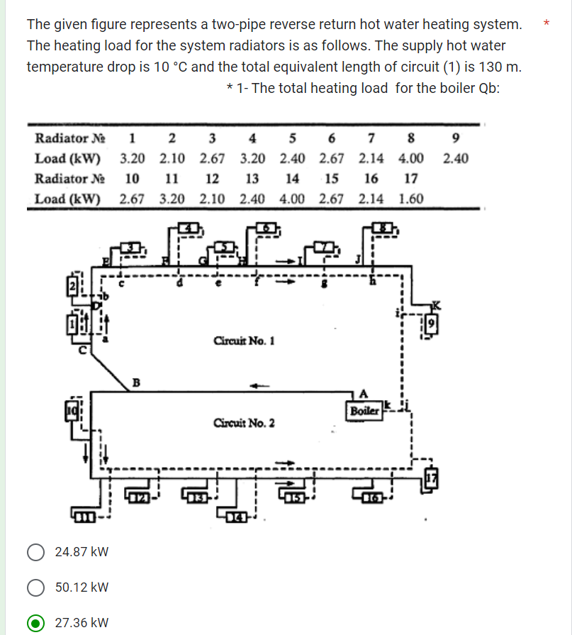 Solved The given figure represents a two-pipe reverse return | Chegg.com