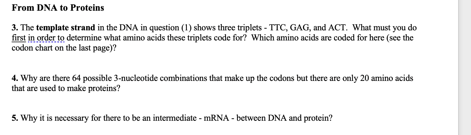 3. The template strand in the DNA in question (1) | Chegg.com