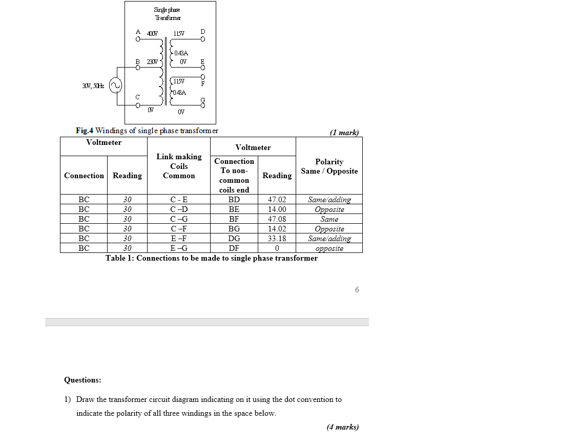 Solved Draw the transformer circuit diagram indicating on it | Chegg.com