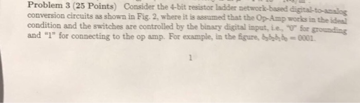 Solved Problem 3 (25 Points) Consider the 4-bit resistor | Chegg.com