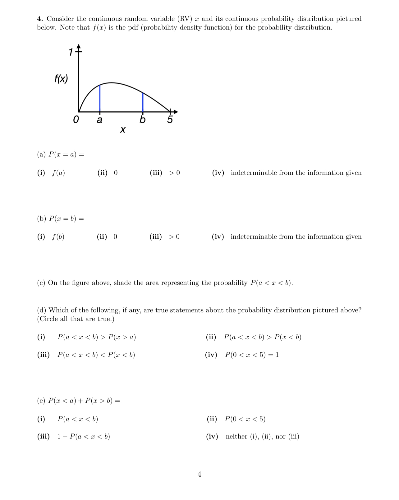 Solved 4. Consider the continuous random variable (RV) x and | Chegg.com