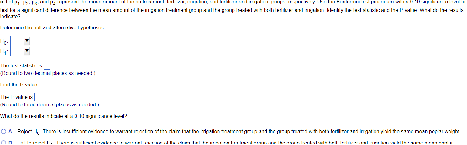 Solved Poplar Weights (kg) and Bonferroni Resultsa. Use a | Chegg.com