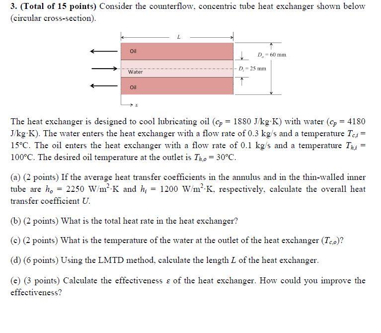 Solved 3. (Total of 15 points) Consider the counterflow, | Chegg.com