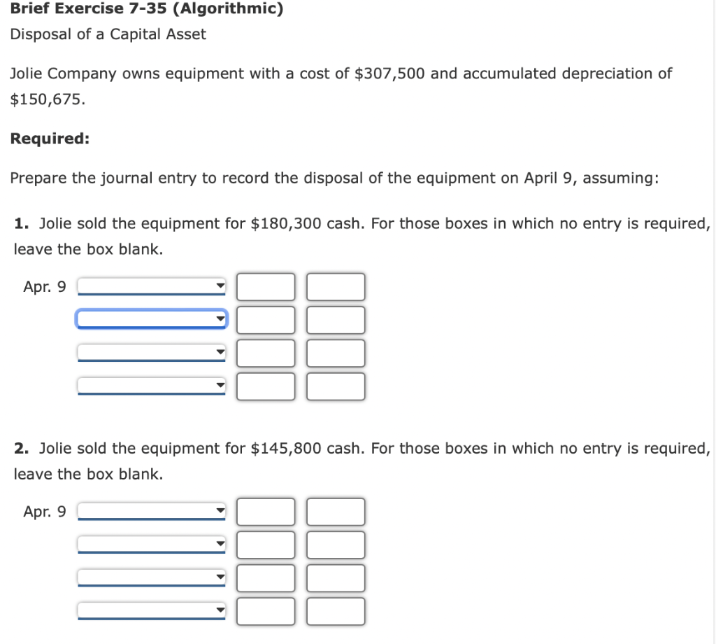 Solved Brief Exercise 7-35 (Algorithmic) Disposal of a | Chegg.com