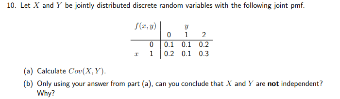 Solved 10. Let X and Y be jointly distributed discrete | Chegg.com