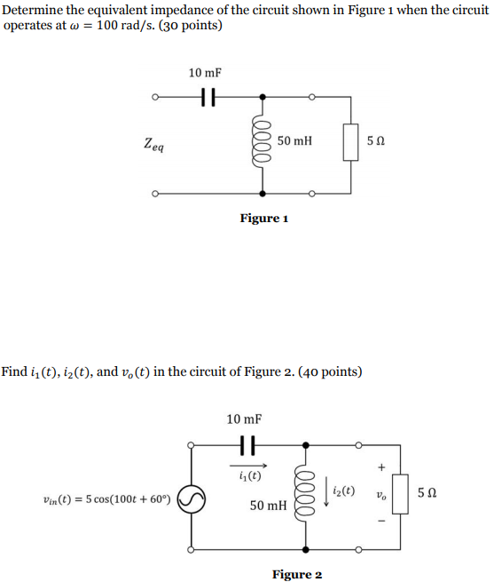 Solved Determine the equivalent impedance of the circuit | Chegg.com
