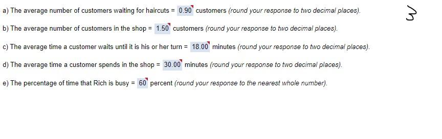 Solved a) The average number of customers waiting for | Chegg.com
