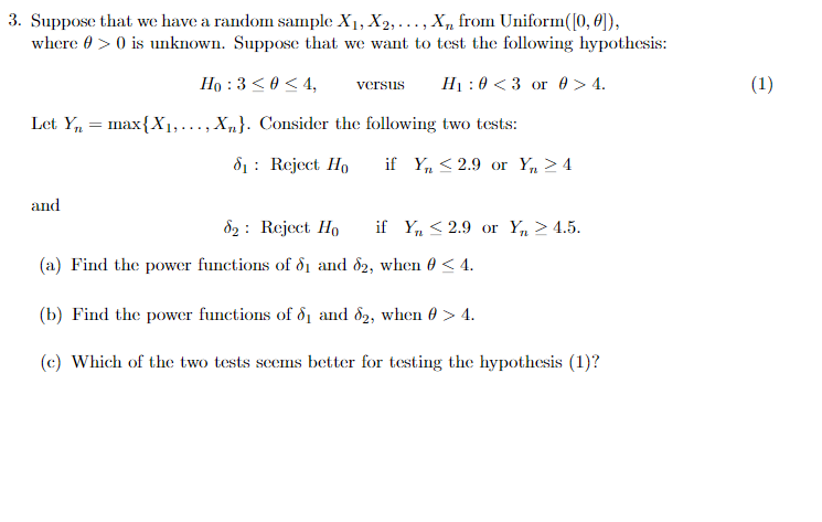 Solved 3. Suppose that we have a random sample X1, X2, ..., | Chegg.com