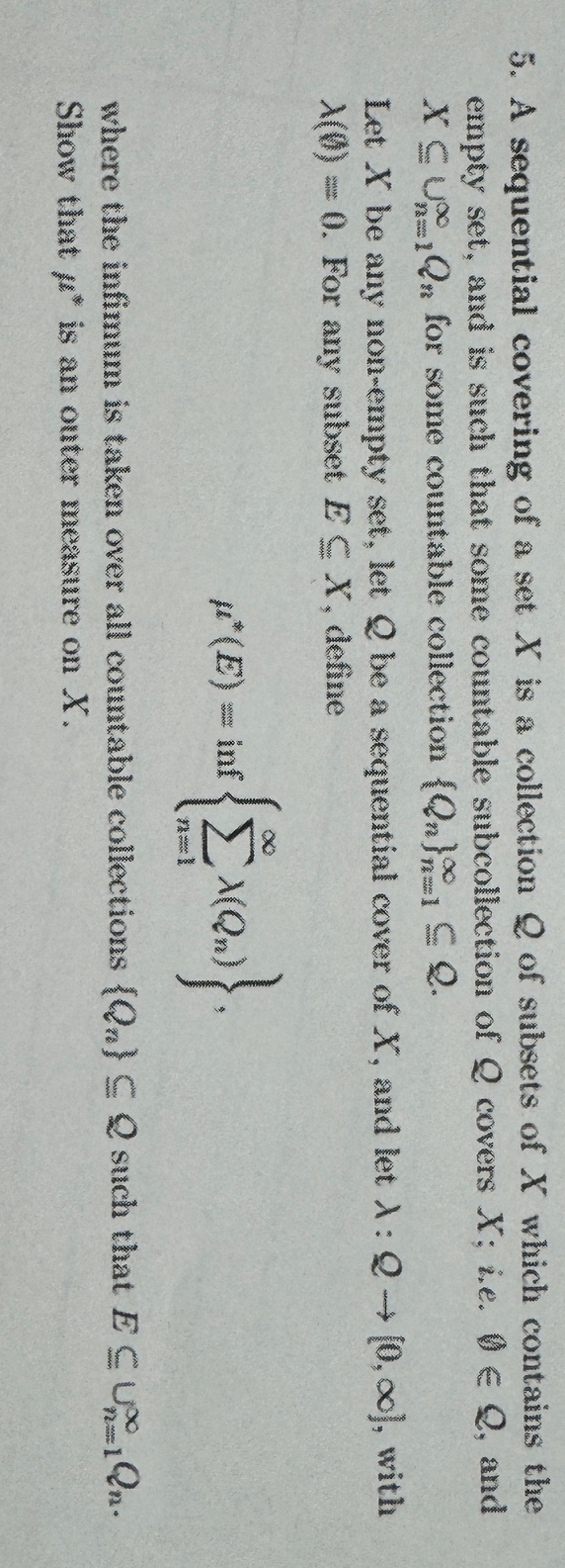 Solved A sequential covering of a set x is a collection Q of | Chegg.com